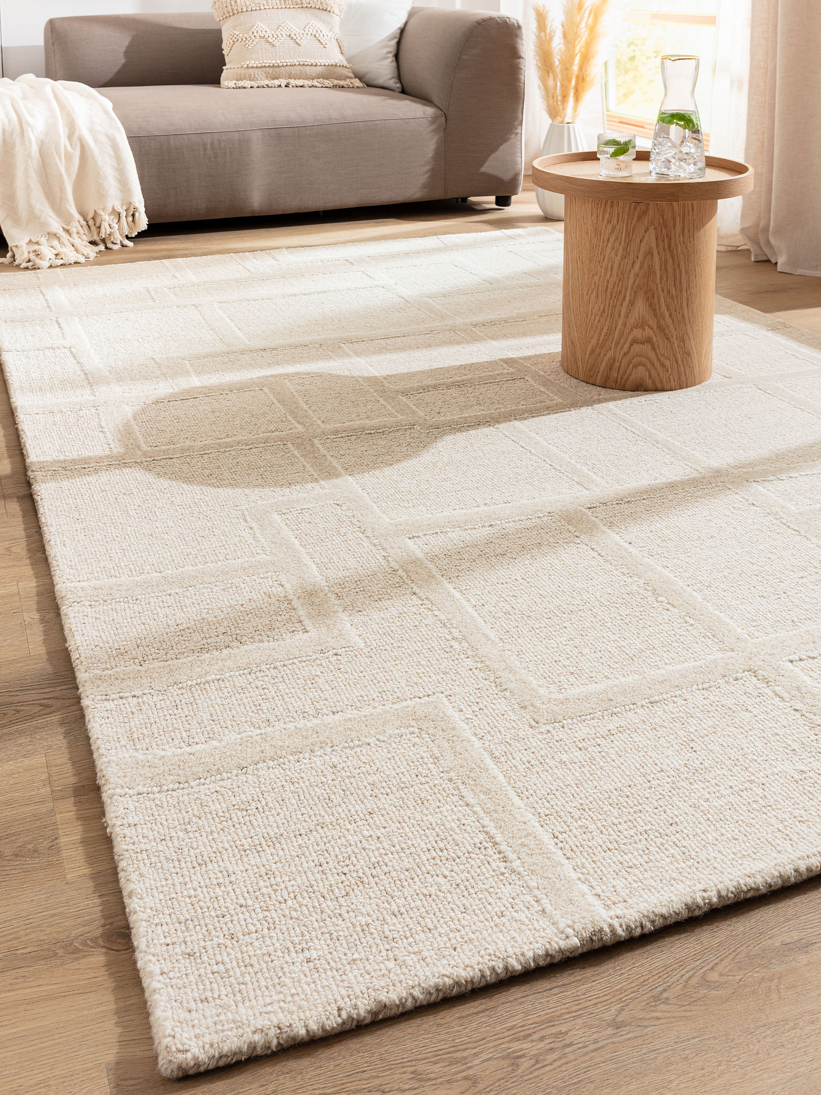 Moderner Teppich von Kibek - Hallund in Sand, 70 x 140 cm