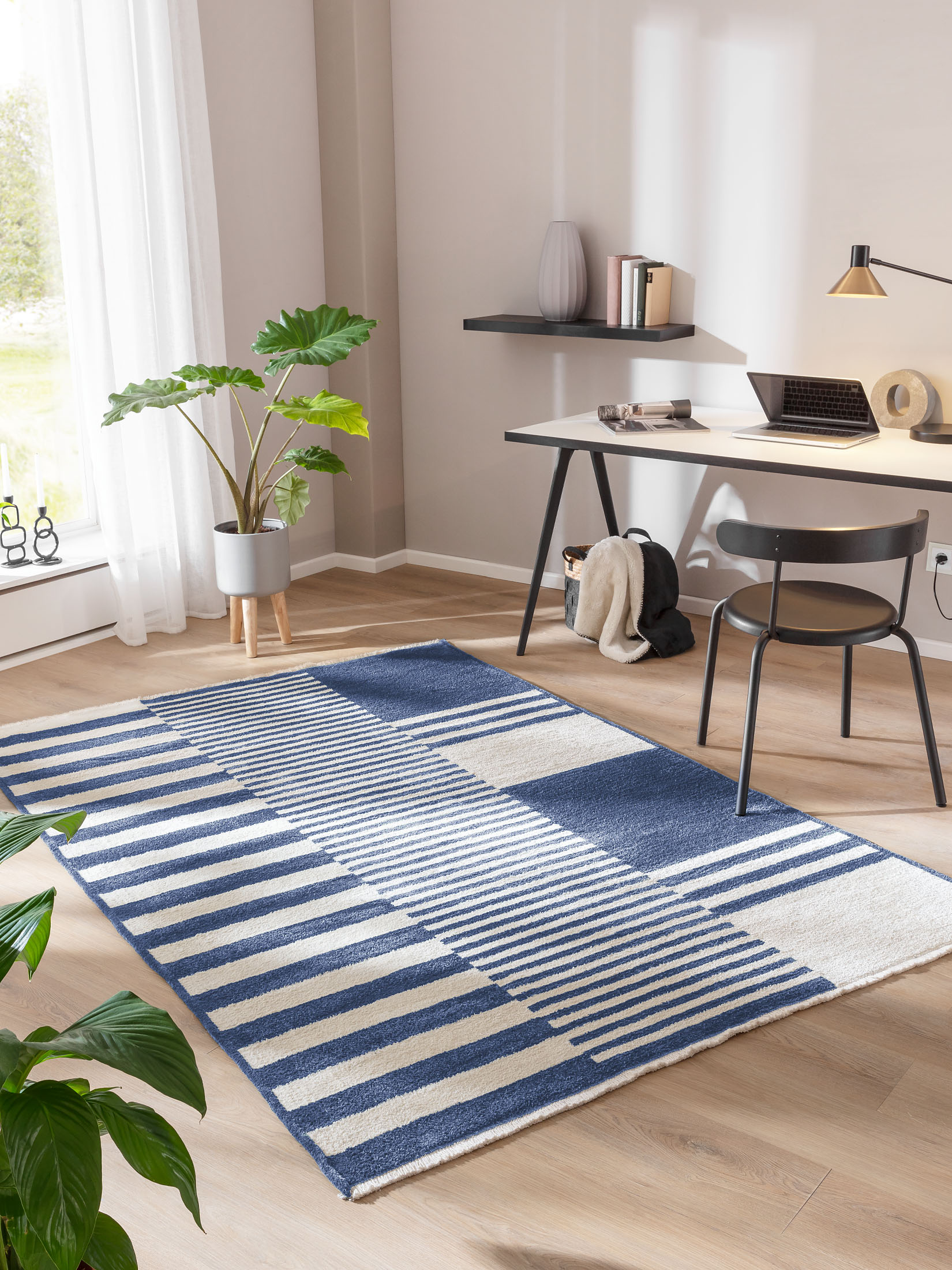 Moderner Teppich von Kibek - Raya in Blau, 60 x 90 cm