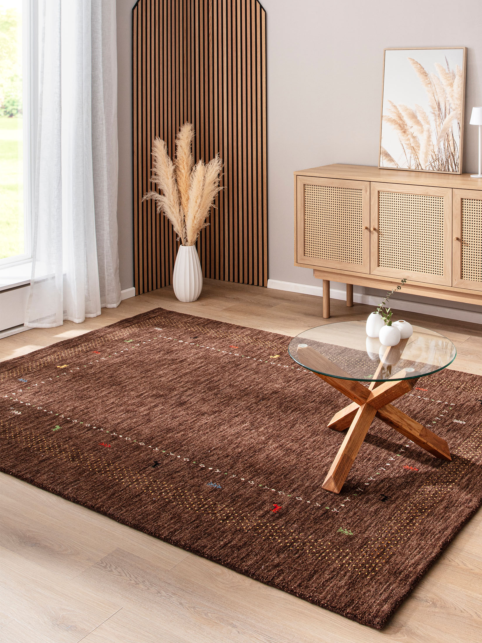 Gabbeh-Teppich von Kibek - Kamlapur in Braun, 200 x 200 cm