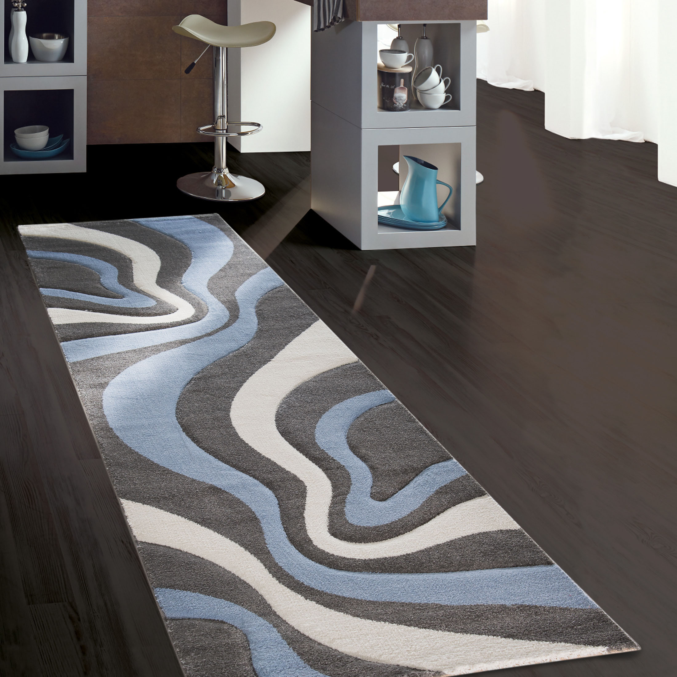 Carmen - Designer-Teppich von Kibek in Blau