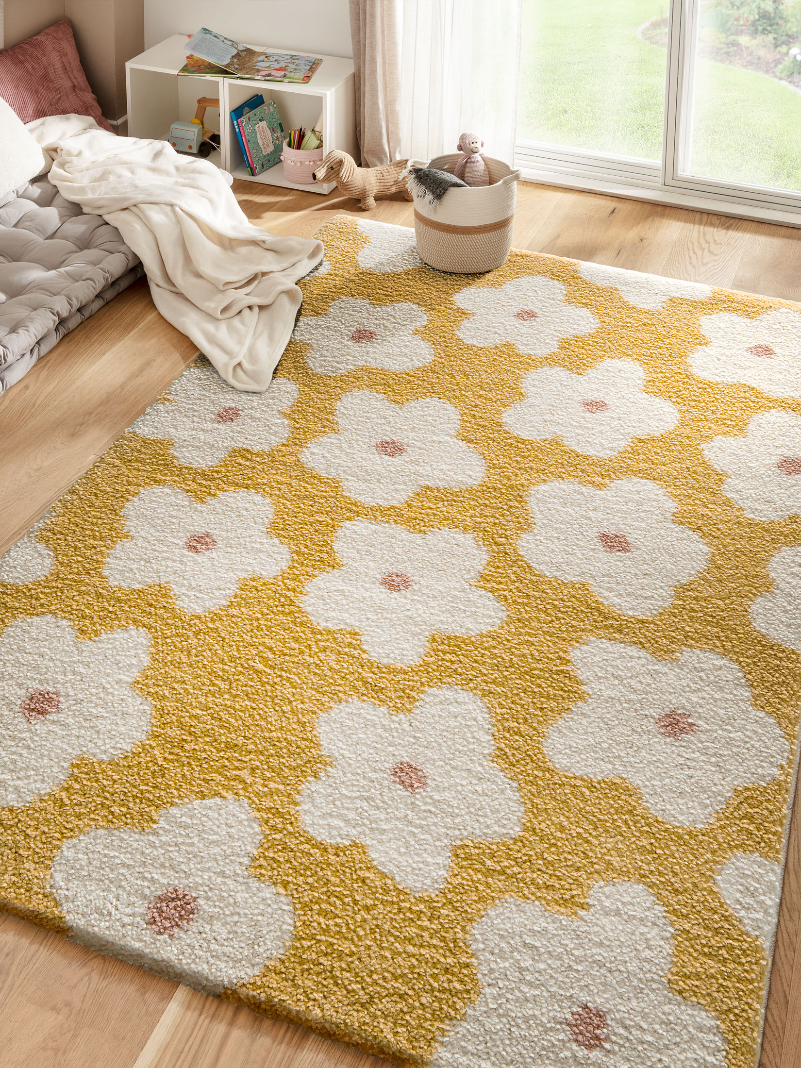 Moderner-Teppich von Kibek - Daisy in Gelb, 200 x 290 cm