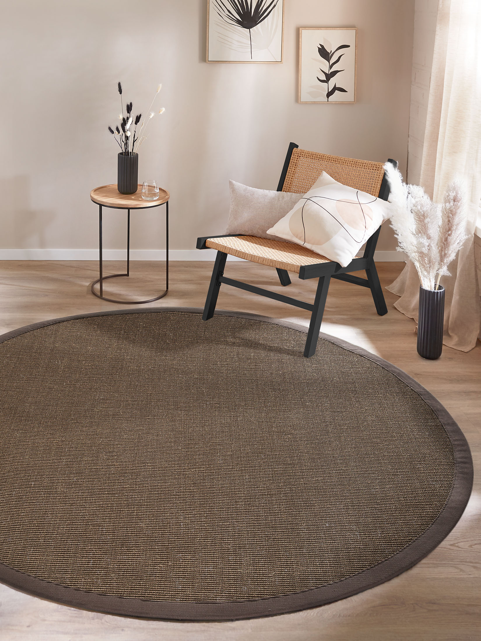 Sisal-Teppich von Kibek - Aruba Colour in Braun, 160 cm Ø