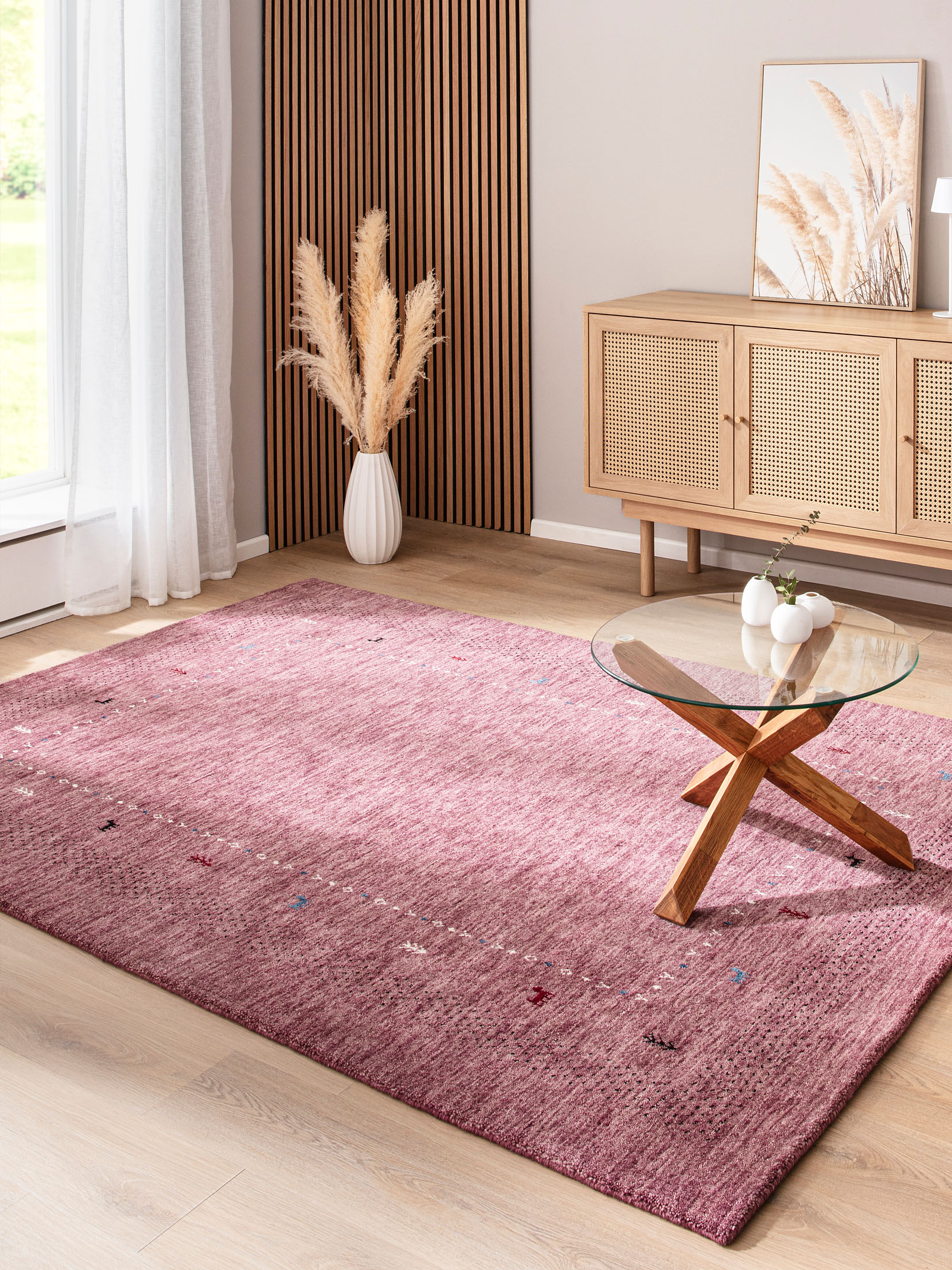 Gabbeh-Teppich von Kibek - Kamlapur in Lila, 70 x 140 cm