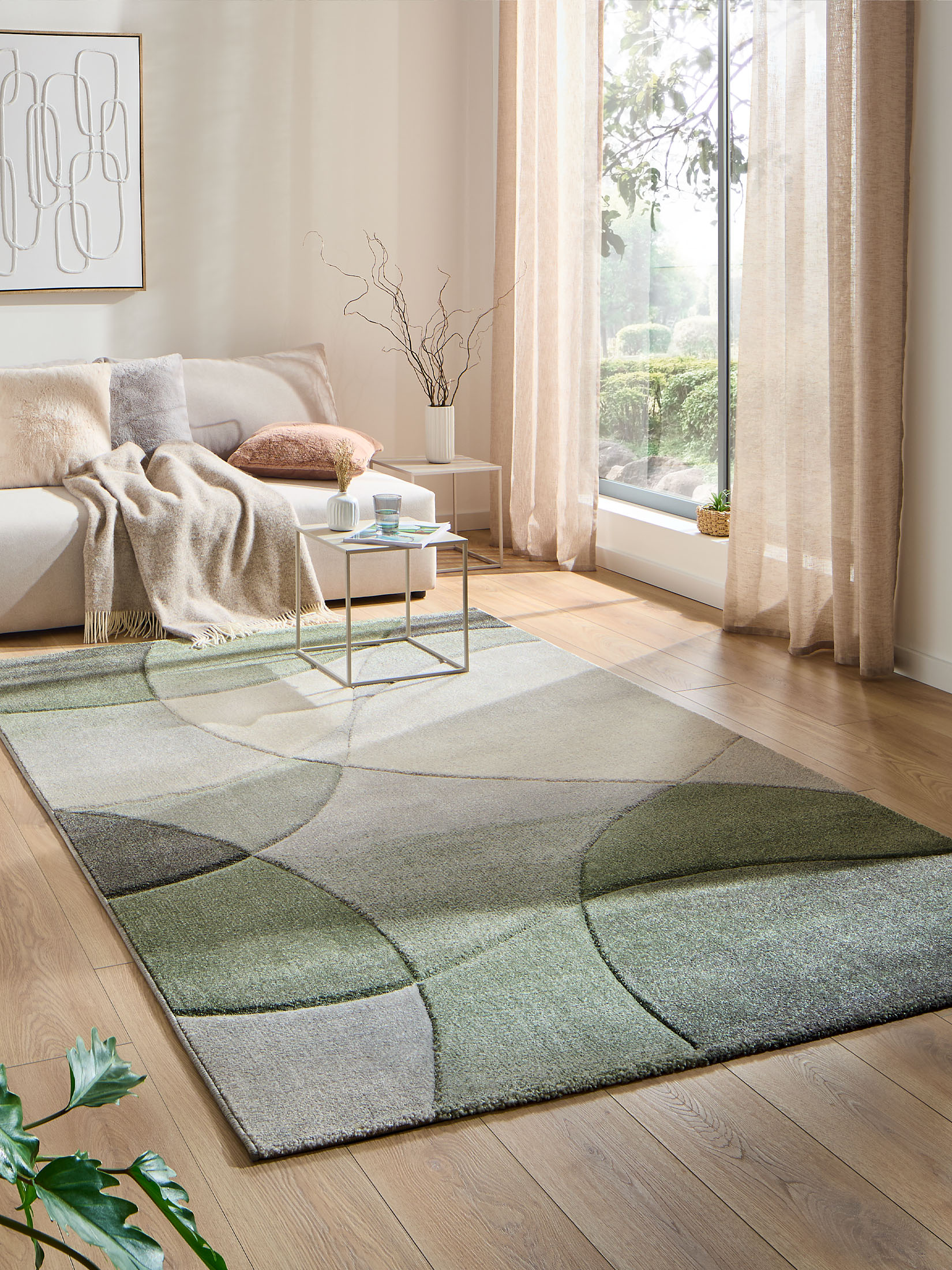 Moderner Teppich von Kibek - Charleston in Grün, 133 x 190 cm