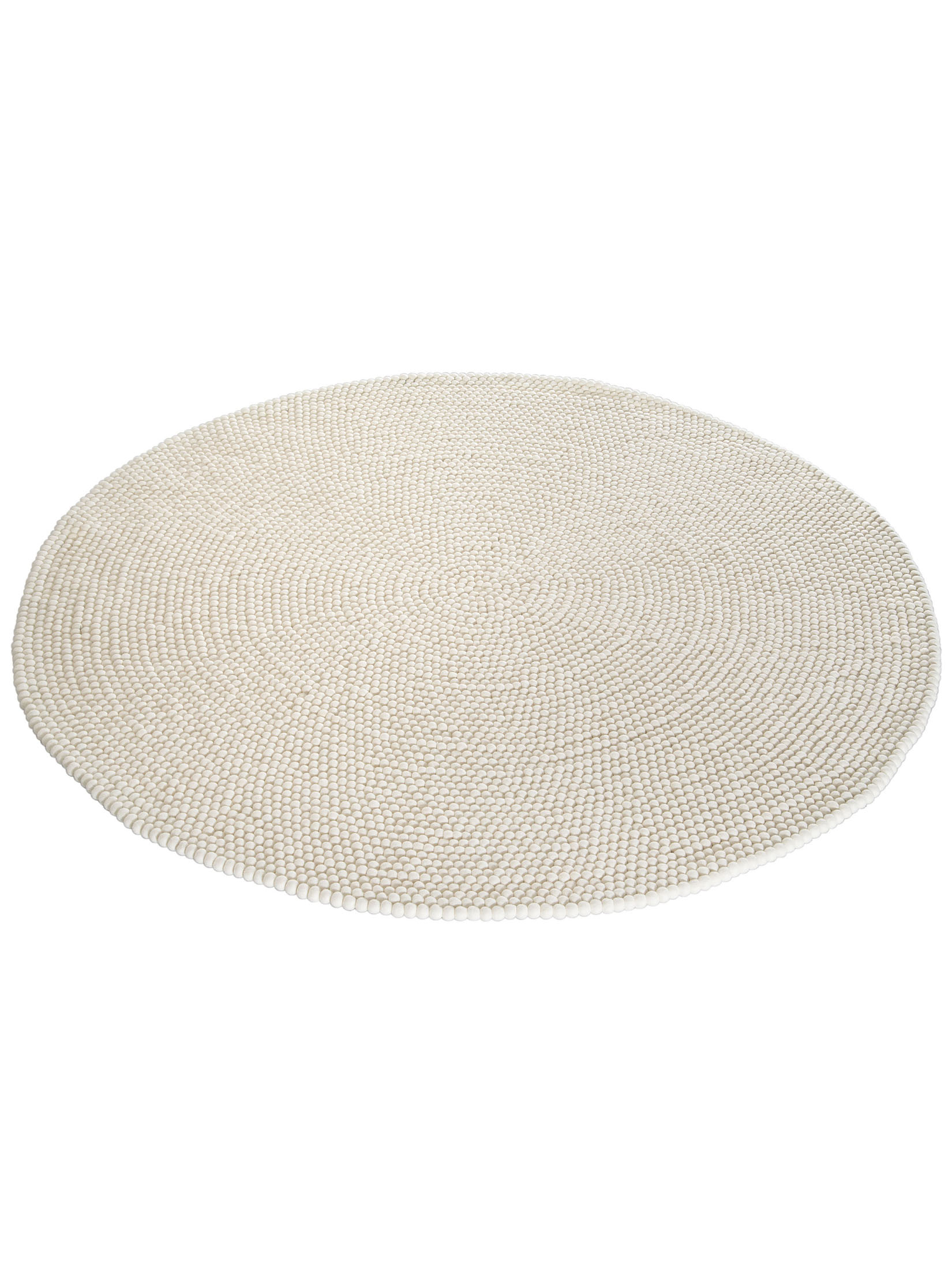 Filzkugel-Teppich von Kibek - Smedby in Weiß, 70 x 70 cm