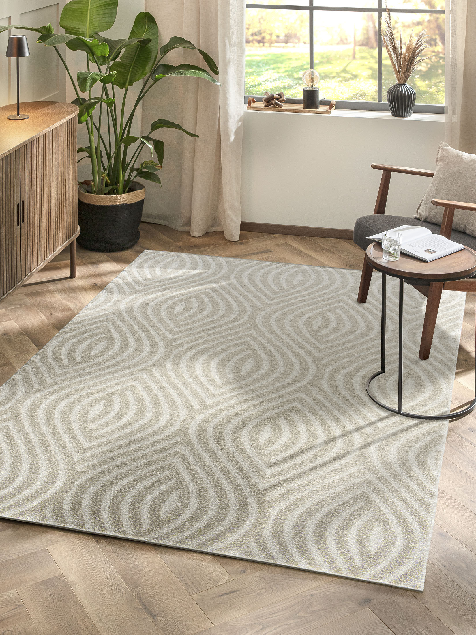 Moderner Teppich von Kibek - Rombo in Creme, 60 x 115 cm