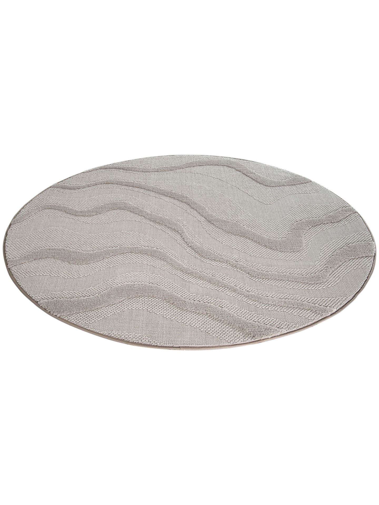 Moderner Teppich von Kibek - Patara in Silber, 160 cm rund