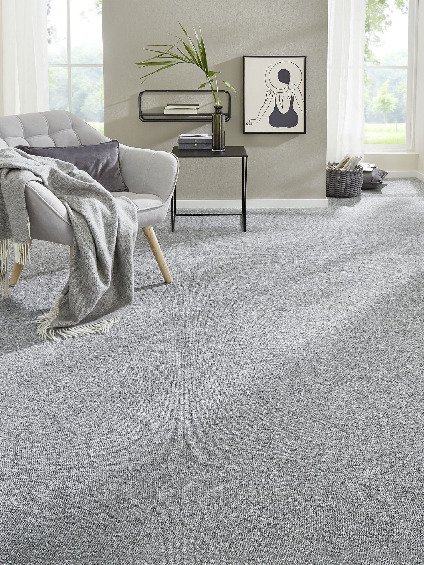 Color - Schlingen-Teppichboden von Kibek in Grau