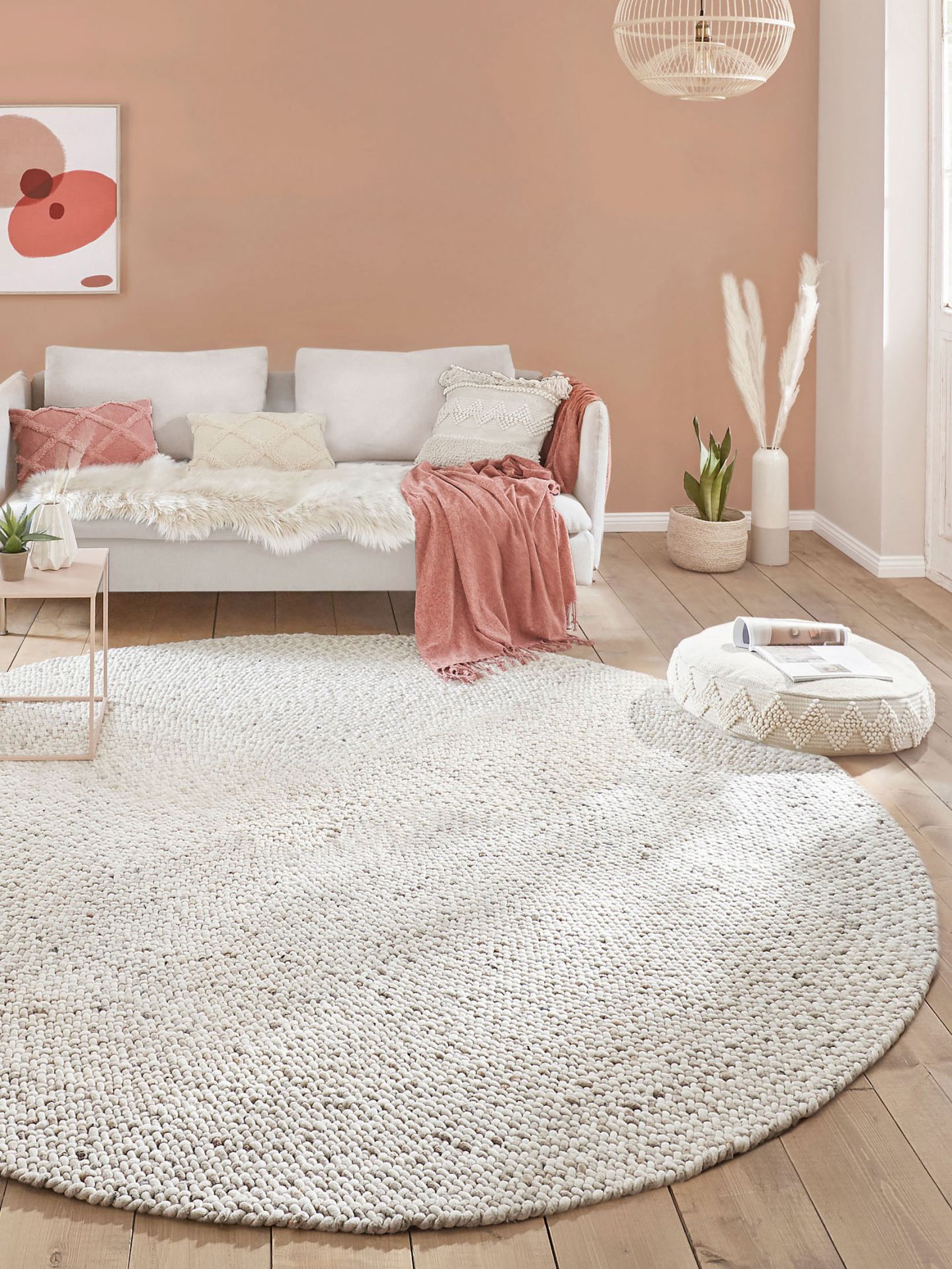 Handweb-Teppich von Kibek - Harpsund in Beige, 90 x 90 cm